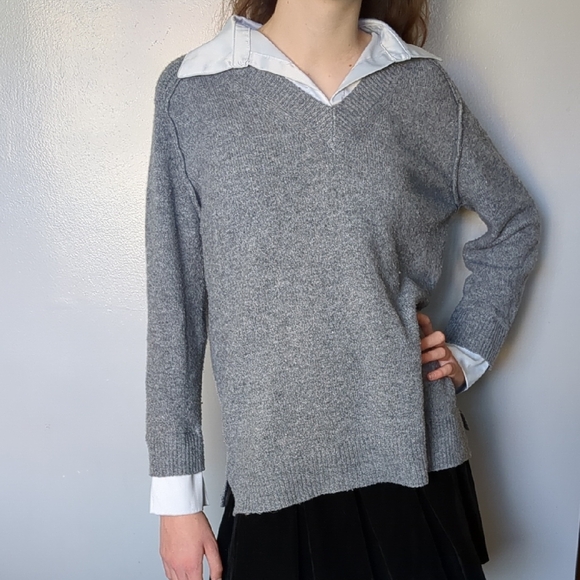 Staccato | Sweaters | Preppy Gray Womens Sweater With Faux Collar And ...